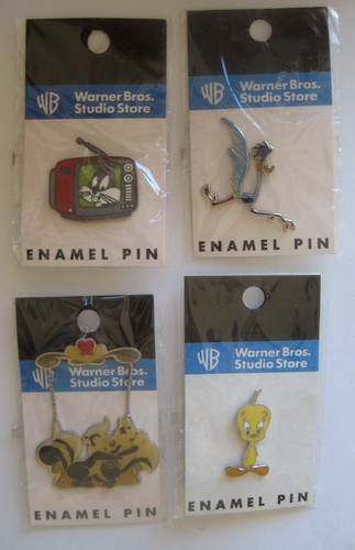 Four (4) Vintage 1999 WARNER BROTHERS ENAMEL PINS Lot New Old Stock ...