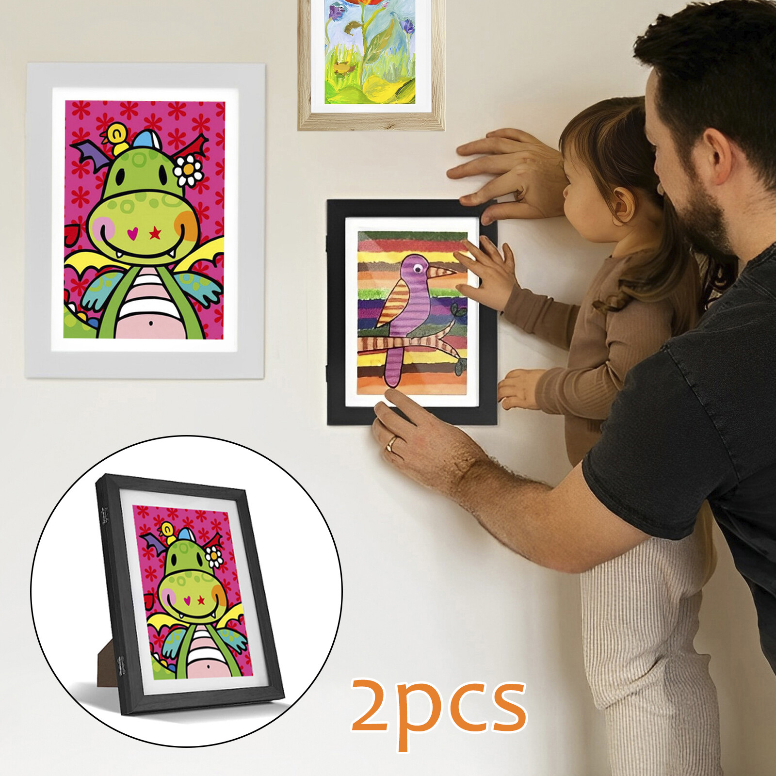 2Pcs Kids Art Frame A4 Front Opening Photo Frames Kids Artwork Display ...
