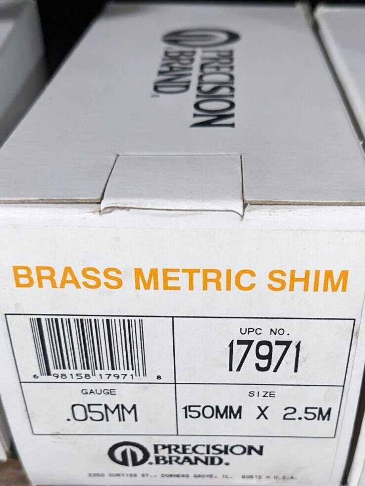 Precision Brand Brass Metric Shim Roll .05 mm Gauge 150mm x 2.5m 17971 ...