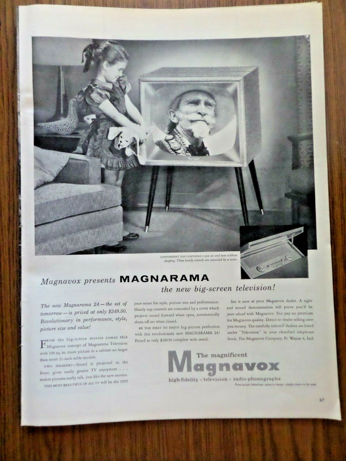 1955 Magnavox TV Television Ad Presents Magnarama The New Big Screen TV ...