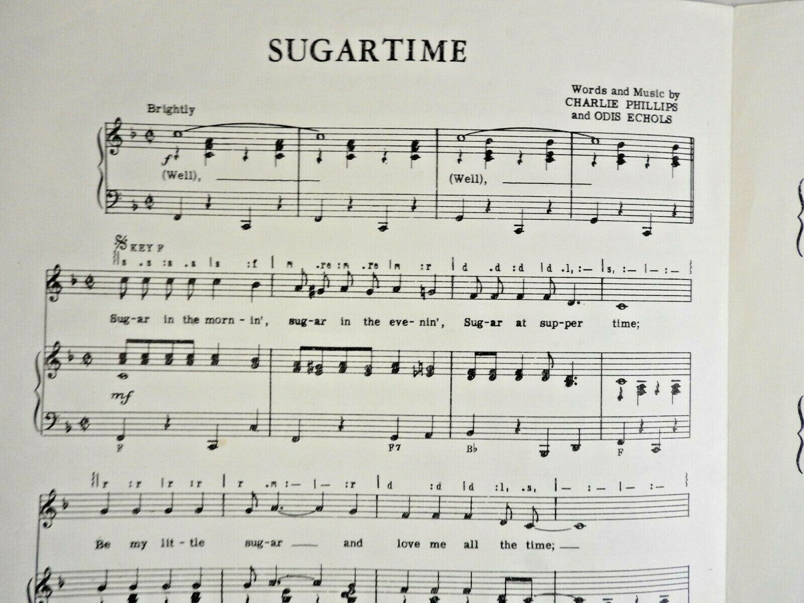 Sugartime (Sugar in the Morning) - Jim Dale single sheet music piano ...