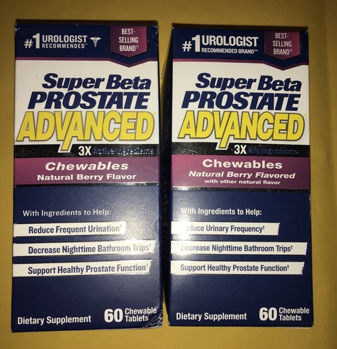 (2)~Super Beta prostate Advanced Supplement 60 Berry Flavor Chewables ...