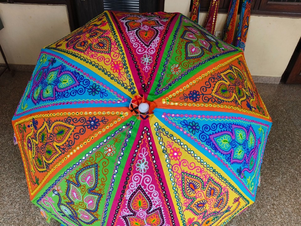 Handicrafted Embroidered Garden Outdoor Umbrella, Beach Umbrella, Patio ...