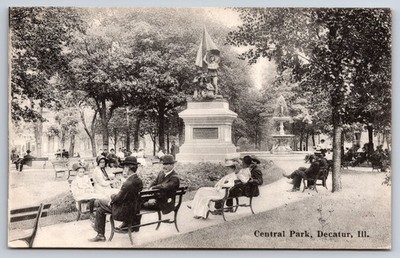 Central Park Decatur Illinois IL Soldiers Monument c1910 Postcard | eBay