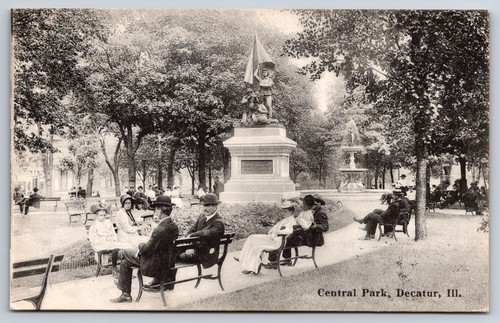 Central Park Decatur Illinois IL Soldiers Monument c1910 Postcard | eBay
