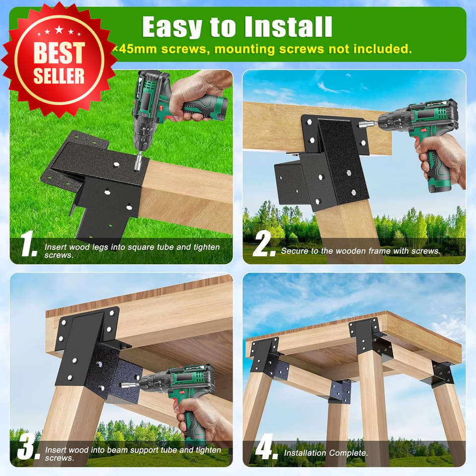 4 Pack 4x4 Compound Angle Brackets Heavy Duty Deer Stand Hunting Blind ...