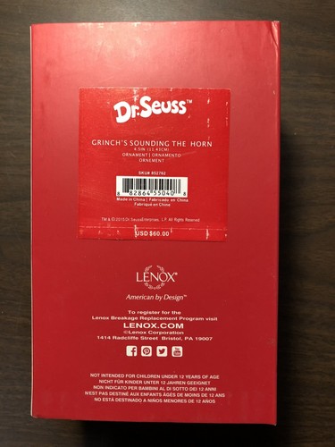DR SEUSS GRINCH'S SOUNDING THE HORN LENOX ORNAMENT | eBay
