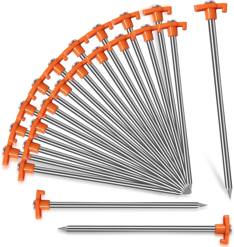 20 Pack Tent Stakes Heavy Duty, 10inch Tent Stakes Pegs, Metal Tent ...