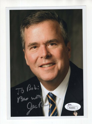 JEB BUSH HAND SIGNED 5x7 COLOR PHOTO FORMER FLORIDA GOVERNOR TO BOB JSA ...