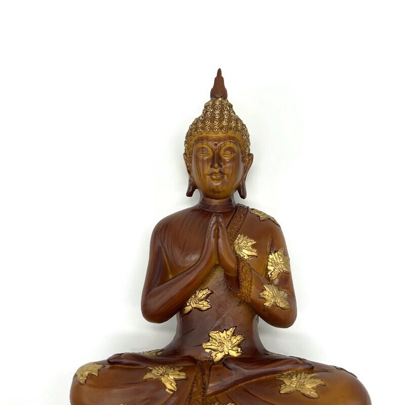 Brown Buddha Statue Sculpture 9.5" Decor | eBay