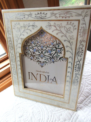 SHAKTI PHOTO FRAME 5X7 INDIA HANDCRAFT GLOSS OVERLAY TEMPLE CUT-OUT ...
