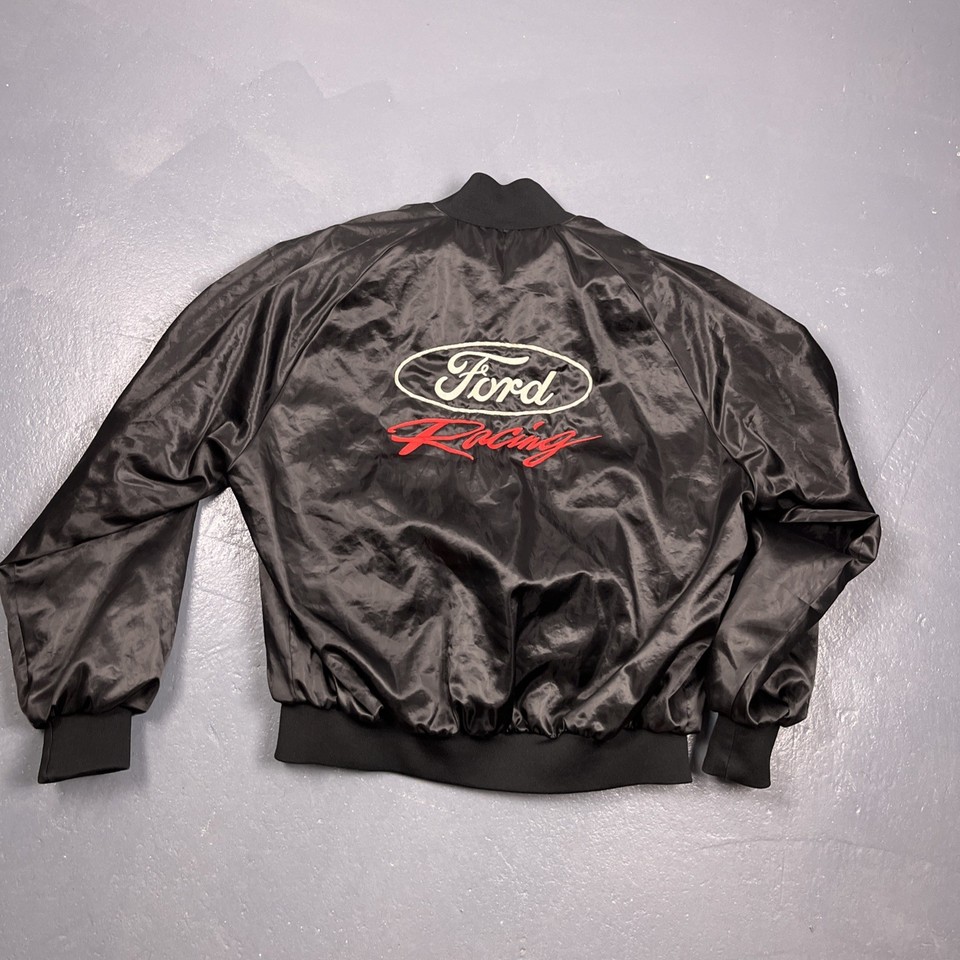 Vintage NHRA Ford Racing Satin Bomber Jacket Dbl Sided Black XL VTG ...