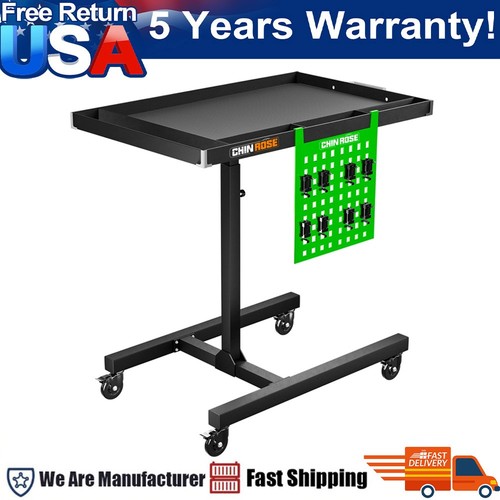 Rolling Tool Tray with Wheel Adjustable Height Mobile Work Table ...