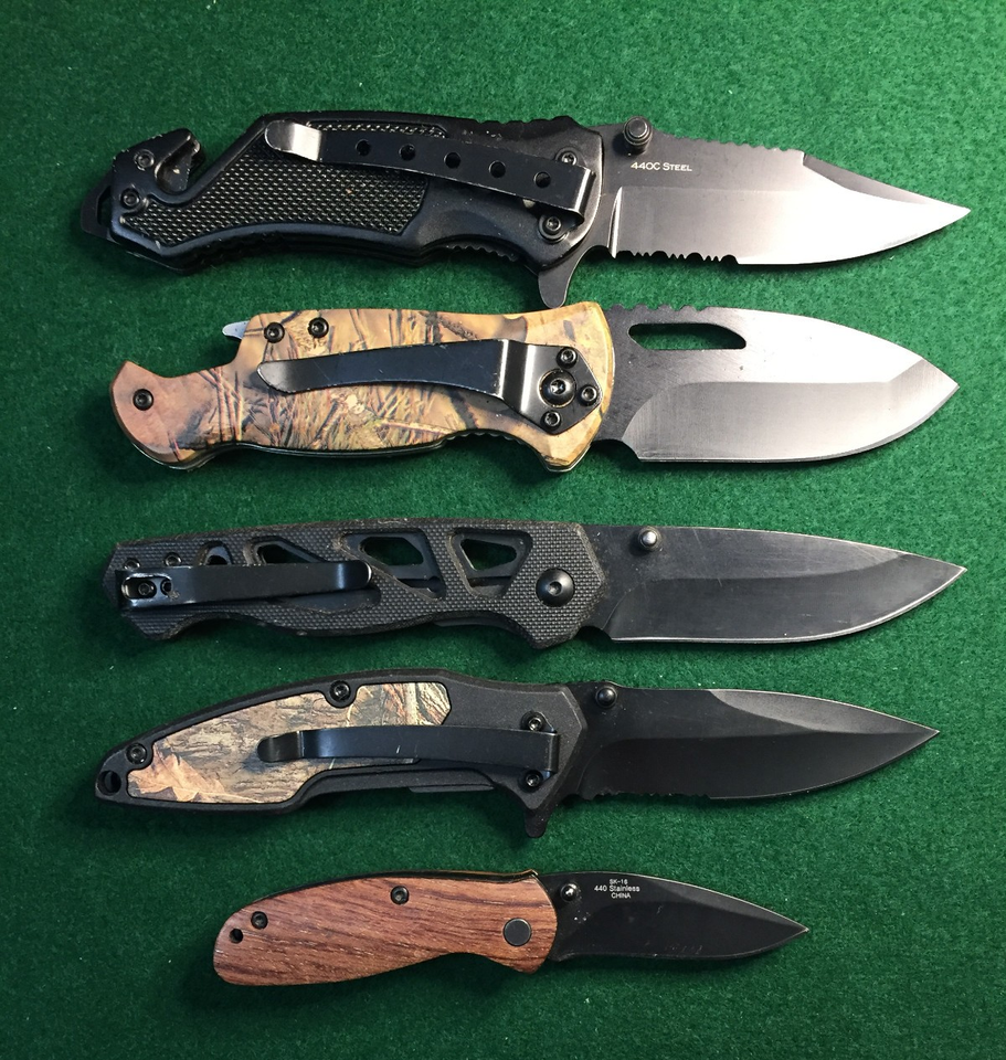 Lot of 5 Quality TSA Confiscated Assisted & Manual Folding EDC Knives ...