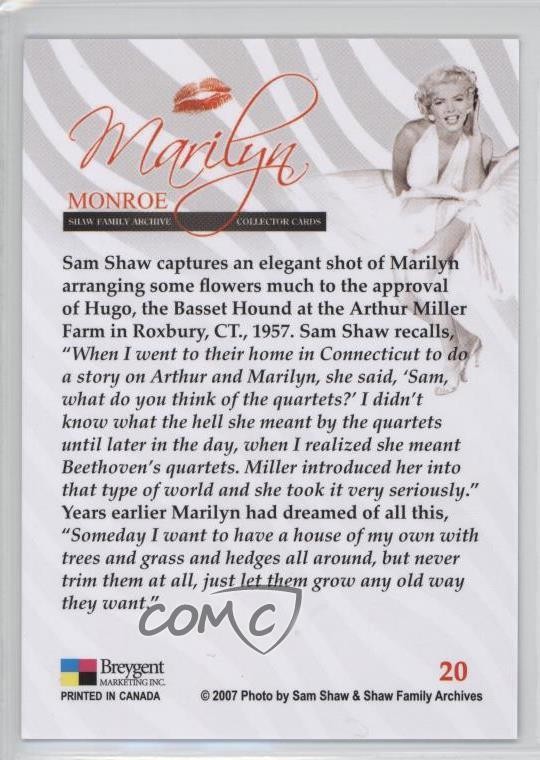 2007-08 Breygent Marilyn Monroe: Shaw Family Archive Marilyn Monroe #20 ...