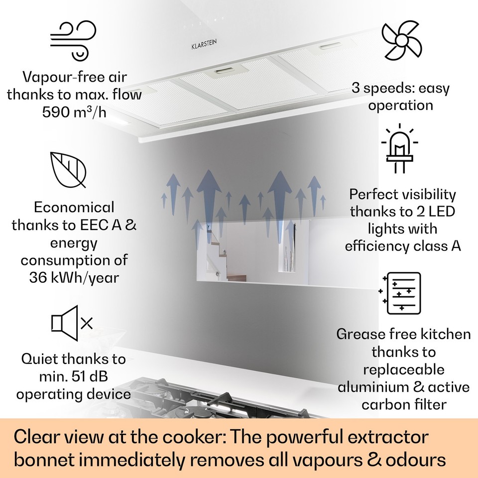 Cooker Hood Island Cooker Extractor Hood 90 cm Kitchen Ceiling Hood ...