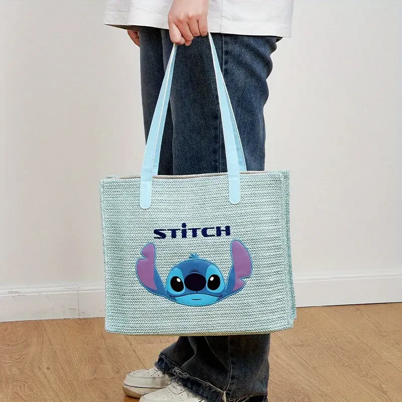 Disney Stitch Woven Straw Tote Bag Lilo & Stitch Braided Raffia ...