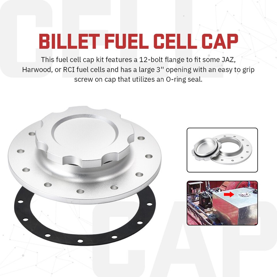 160mm Billet Aluminum Easy Fill Fuel Cell Gas Cap with 12 Hole Cell ...