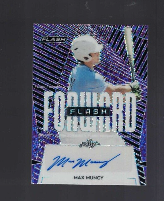 Max Muncy 2021 Leaf Flash Forward PURPLE RC Rookie Autograph Auto #55/ ...