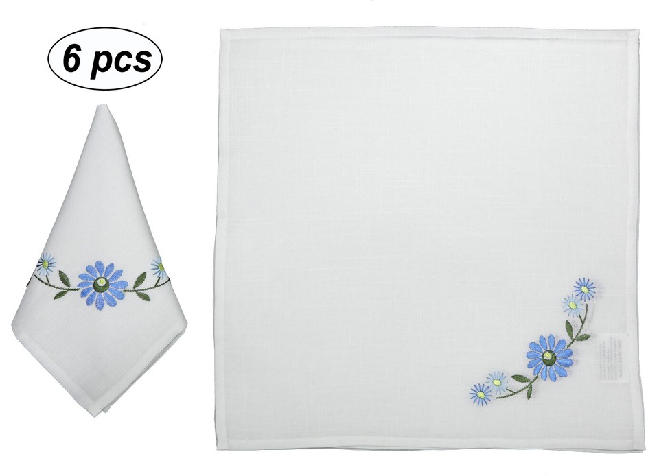 Creative Linens Hemstitch Embroidered Daisy Flower Tablecloth, White ...