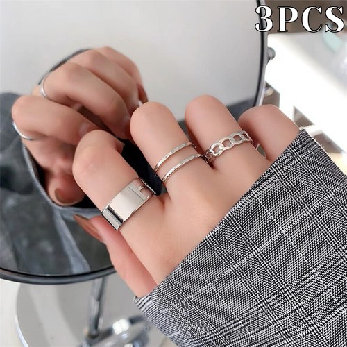 3PCS Hip-hop Japanese Style Cool Punk Open Adjustable Alloy Index ...