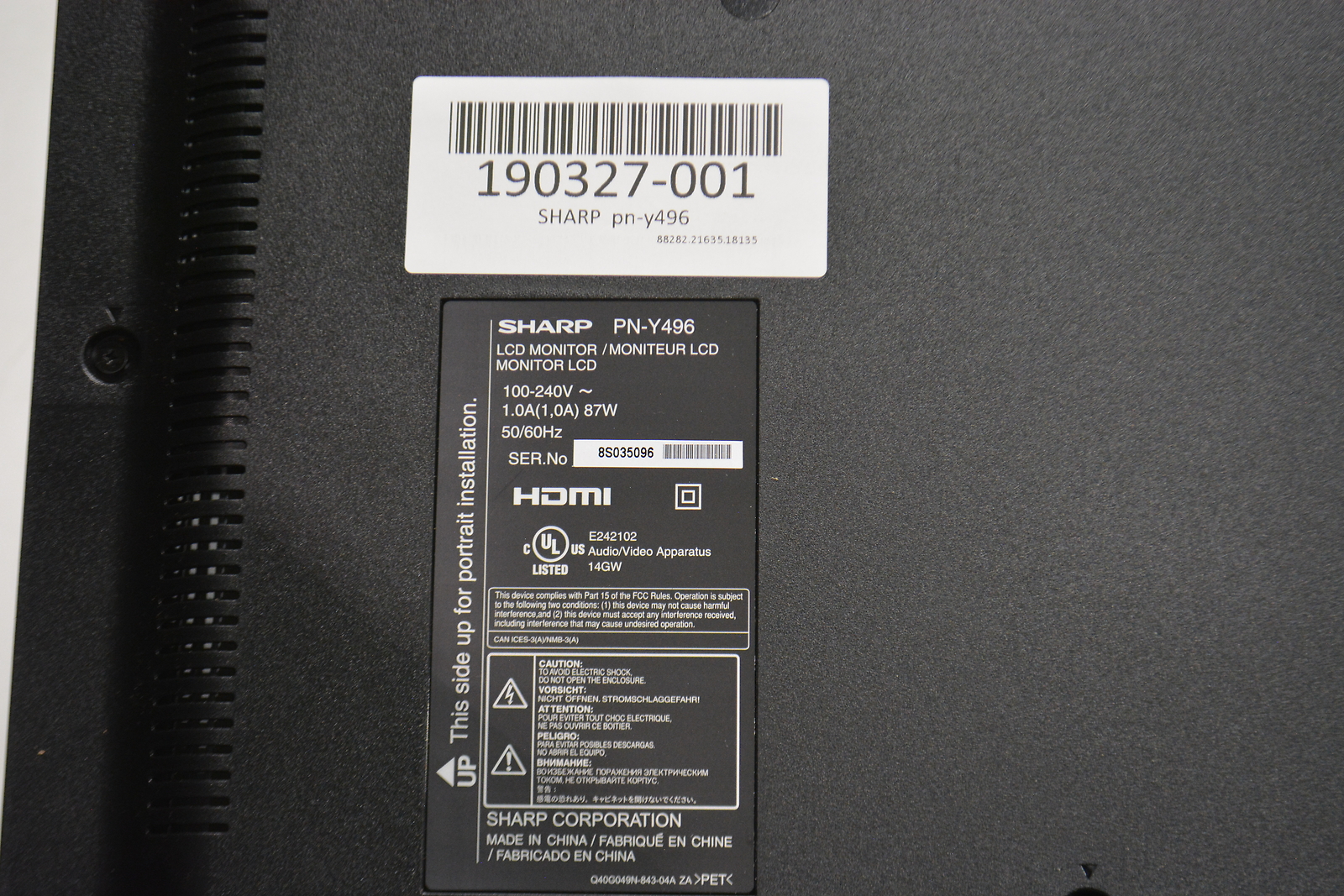 SHARP PN-Y496 LED BACKLIGHTS TESTED WORKING V15 ART3 FHD REV 0.1 6 | eBay