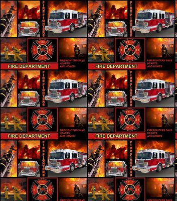 Fireman Firefighter Cotton Fabric-Firefighter Fireman Quilting Fabric ...