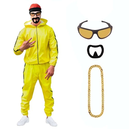 MENS 90'S RAPPER COSTUME YELLOW TRACKSUIT ALI GANGSTER MENS G ADULTS ...