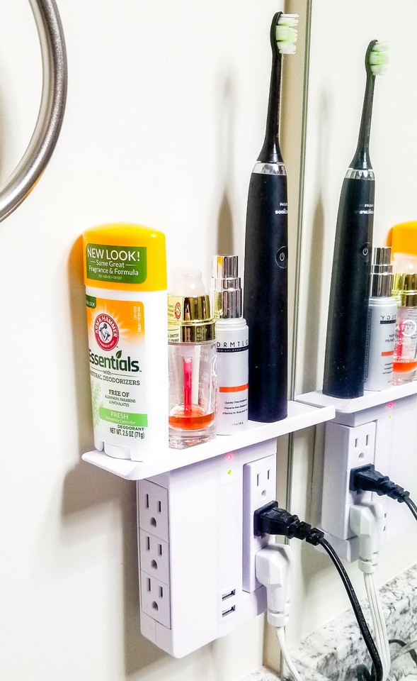 Wall Rotating Power Outlet Shelf Electrical Socket Wall Stand 6 Plugs ...