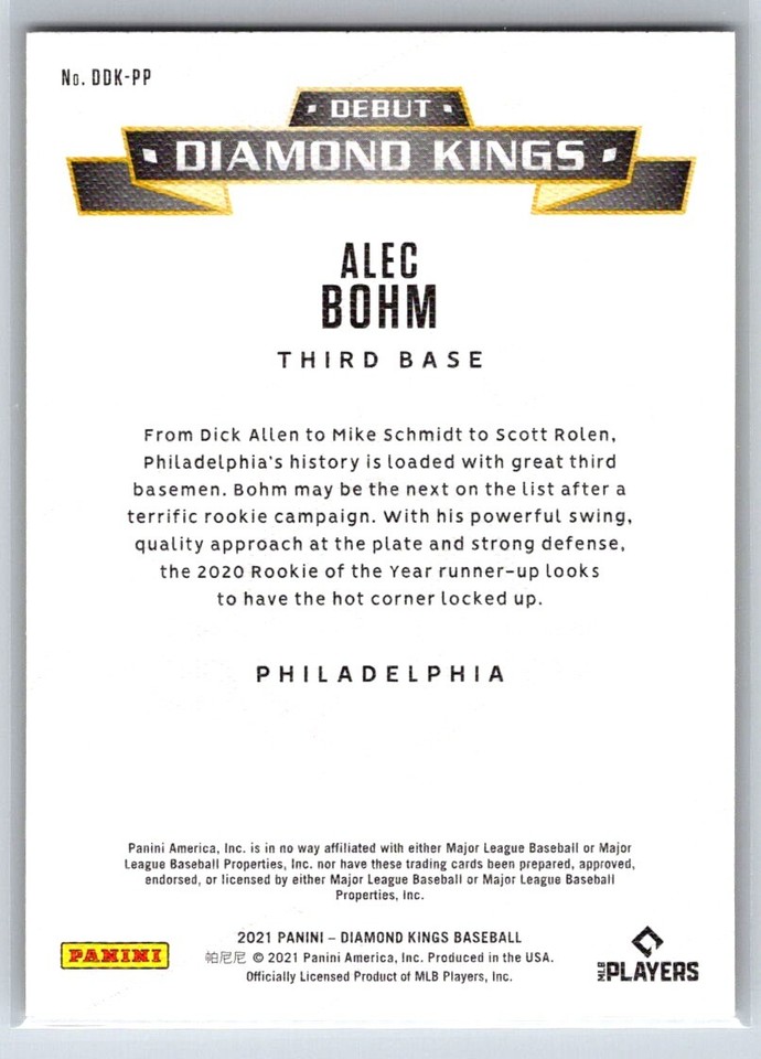 2021 Diamond Kings #DDK-PP Alec Bohn Debut Diamond Kings | eBay