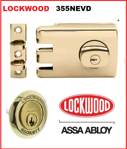 1x Lockwood 355 deadlock Brand new gold plated lock deadbolt 355-NEVBDP ...