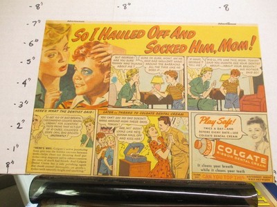 newspaper ad premium 1943 COLGATE toothpaste tooth powder KID BLACK EYE ...