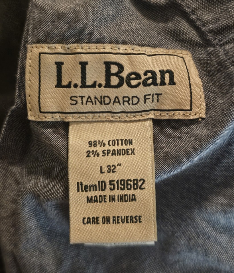 L.L. Bean Lakewashed Stretch Khakis Men's Size Large 32" Inseam Shadow ...