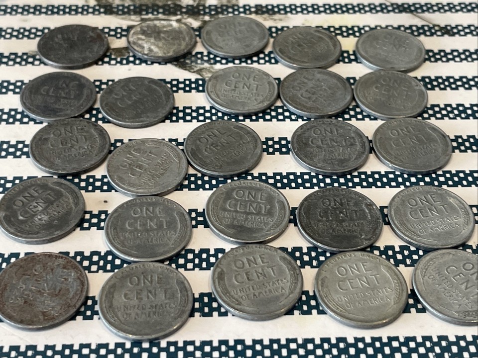 WWII World War 1943 Steel Penny Old Coin Cent Collection Lot of 25, P D ...
