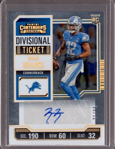 BRIAN BRANCH 2023 Panini Contenders Divisional Ticket RC Autograph Auto ...