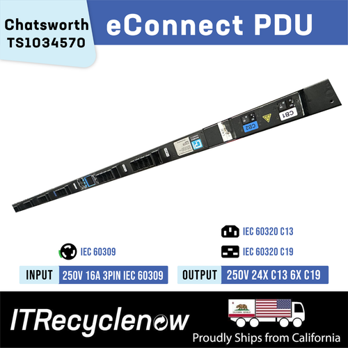 3-Pin IEC60309 eConnect PDU 24x C13 6x C19 1Ph 250V Chatsworth ...