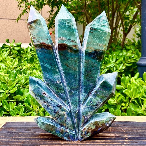 7.66LB Natural Water Grass Agate Column Quartz Multi pointed Column | eBay