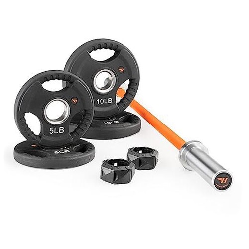 Short Olympic Barbell Weight Set 47” Barbell with Weight Plates (2 x 10 ...