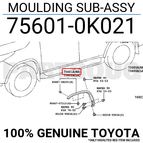 756010K021 Genuine Toyota MOULDING SUB-ASSY 75601-0K021 | eBay