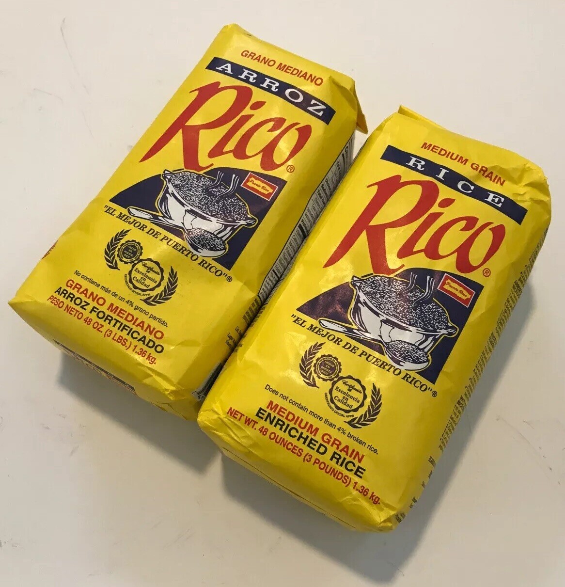 Arroz Rico Grano Mediano, Puerto Rican Rice 2 bags X 3 lb each. "El ...