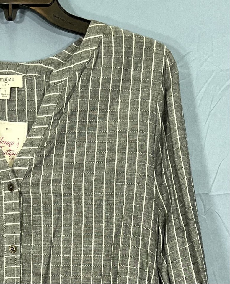 Nwt UMGEE Gray/White STRIPED Lightweight Twill FLIP-CUFF Button-Up ...