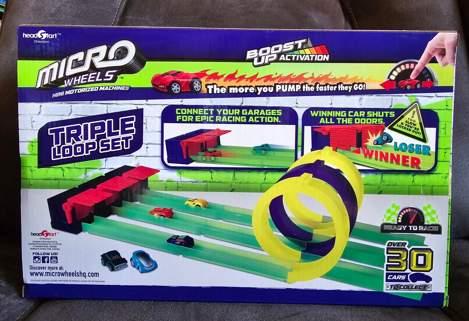 Micro Wheels Mini Motorized Racing Car Triple Loop Track Set BNIB 5 ...
