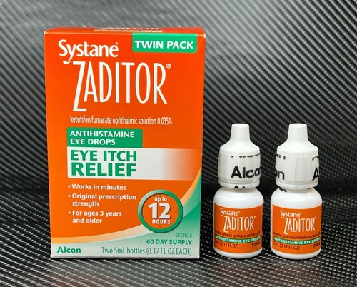 SYSTANE ZADITOR Alcon Antihistamine Eye Drops Two 5 ml Bottles 60 days ...