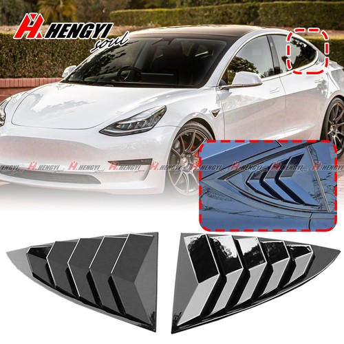 Gloss Black For Tesla Model 3 2017-2023 Side Rear Window Louver Shutter ...