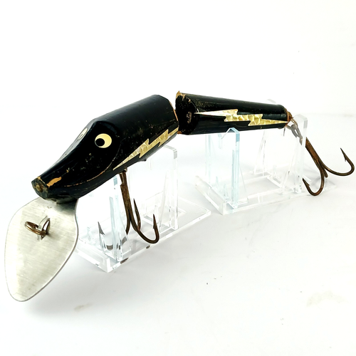 Vtg Hi-Fin Giant Scamper Musky Lure Blk. Thunderbolt Jointed Diving ...
