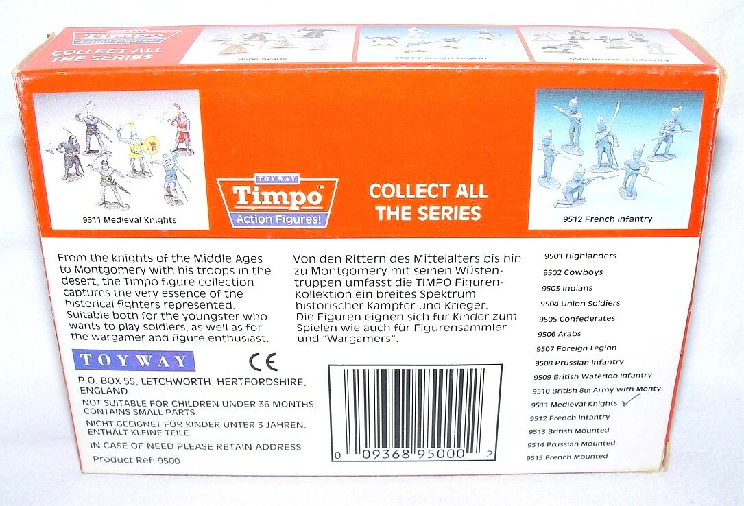Toyway England Timpo Action Packs 8 MEDIEVAL KNIGHTS Unpainted Figure ...