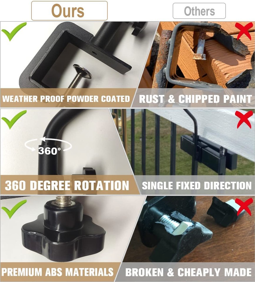 38 Inch Extended Reach Deck Hook Hanger For Railing Heavy Duty Outdoor ...