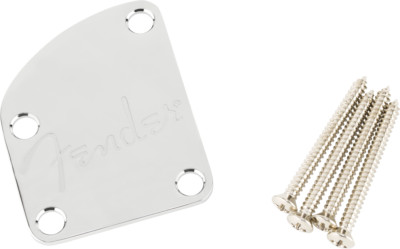 FENDER 4-Bolt Deluxe Series Contoured Neck Plate w/Logo, (Chrome ...