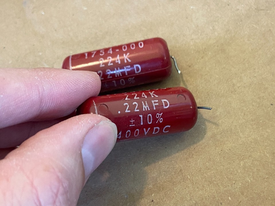 Pair Vintage 1960s Erie .22 uf 400v Red Molded Tone Capacitors TEST ...