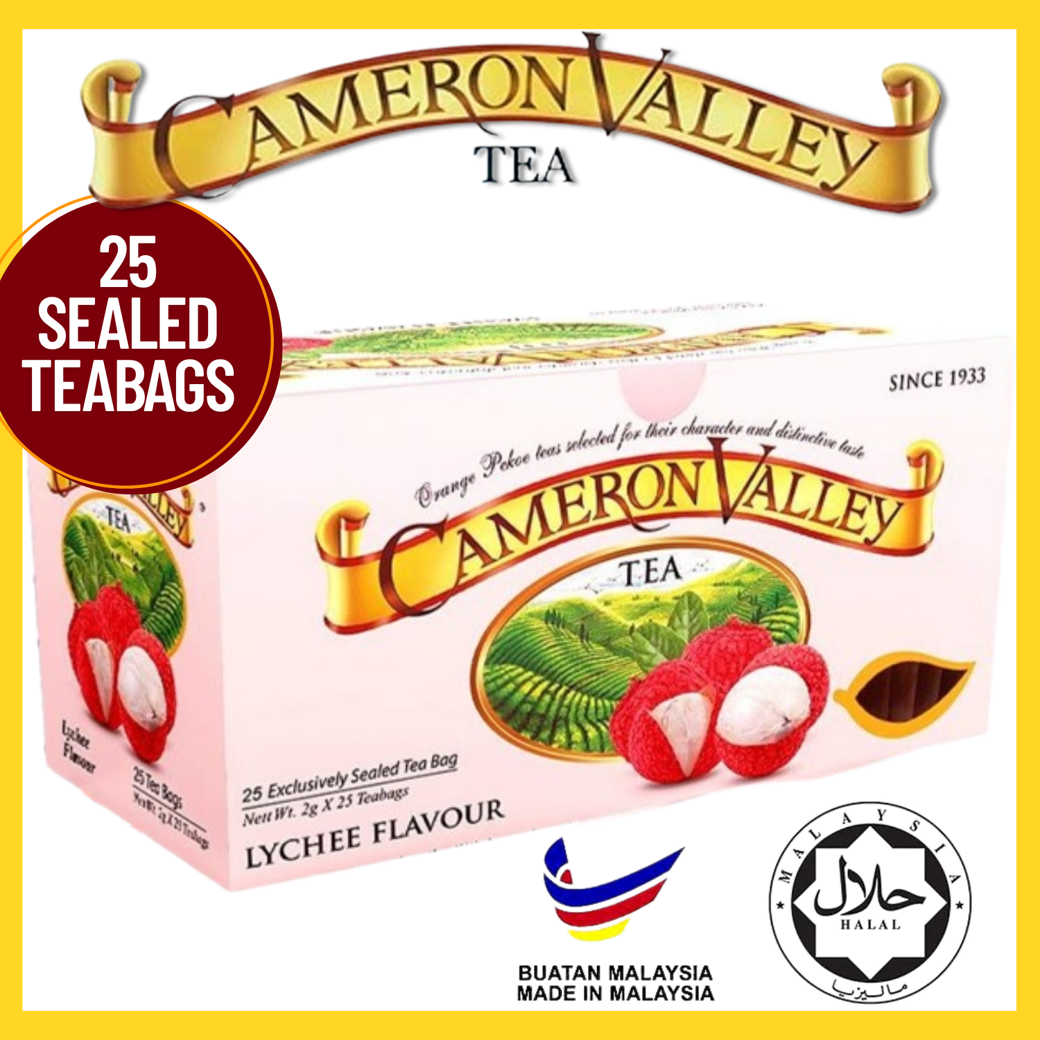 Premium Brand Tea with Lychee Fruit Lychee Tea 25 Teabags Sealed Pack 1 ...